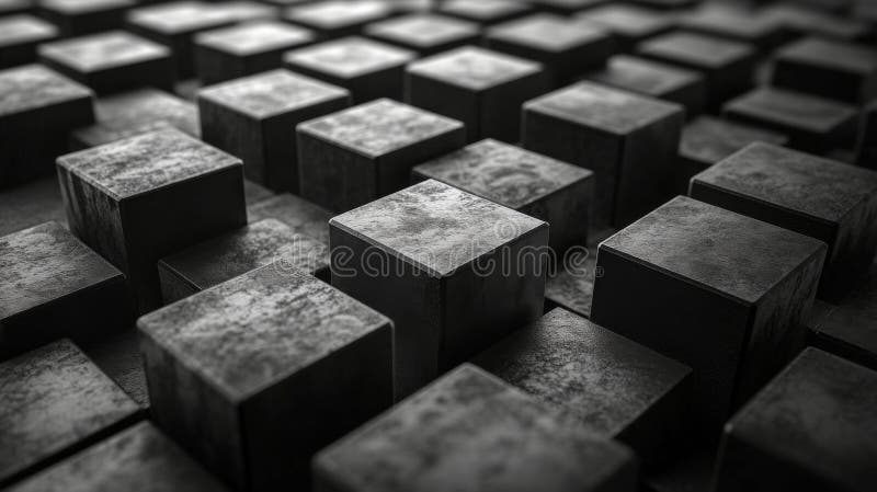 Abstract Arrangement of Black Metal Cubes Creates a Striking Visual ...