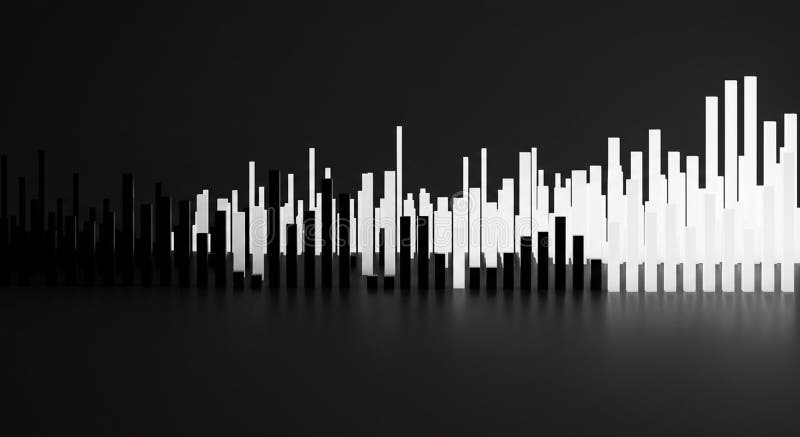 Abstract Arrangement of Black and White Rectangular Prisms of Varying Heights on a Stock ...