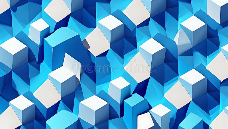 Abstract Arrangement of Blue and White Cubes Stock Illustration - Illustration of shapes ...