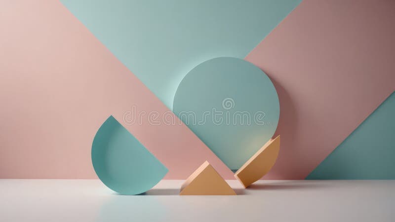 Abstract Arrangement of Circular and Triangular Shapes in Pastel Hues ...