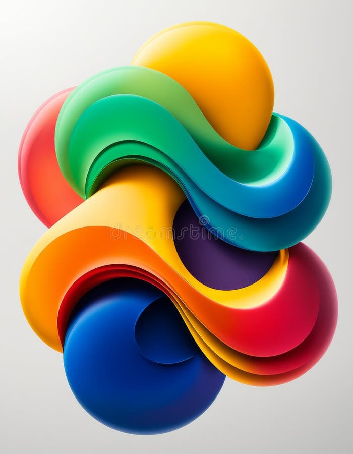 Abstract Colorful 3D Geometric Shapes Stock Illustration - Illustration ...