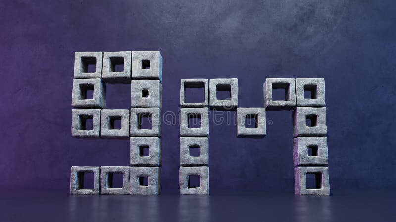 Abstract Arrangement of Concrete Shaped Number Nine Millions, 3D 9M ...
