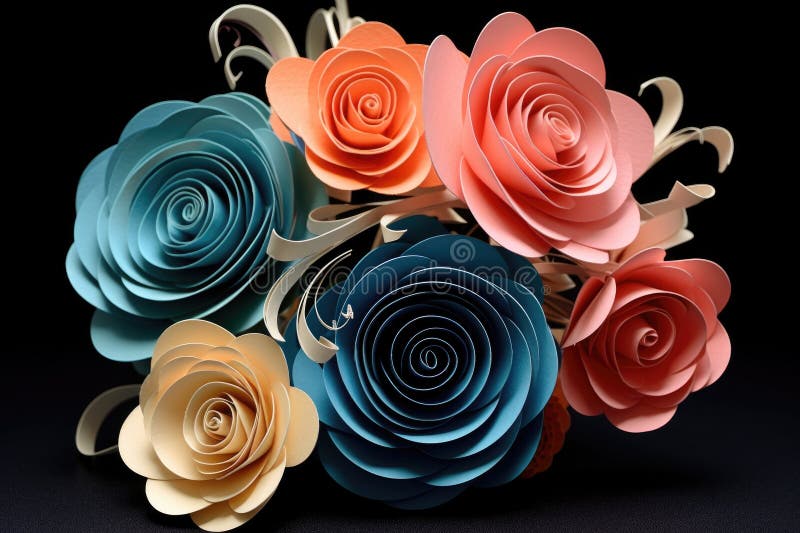 Abstract Arrangement of 3d Paper Flowers in a Spiral Stock Illustration ...