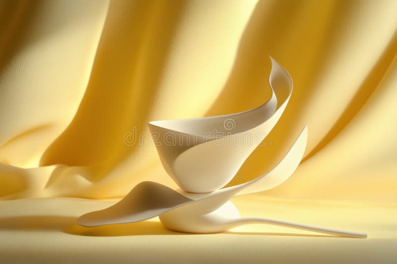 An Abstract Arrangement Features a Spoon and Cup Merging Elegantly, Set ...
