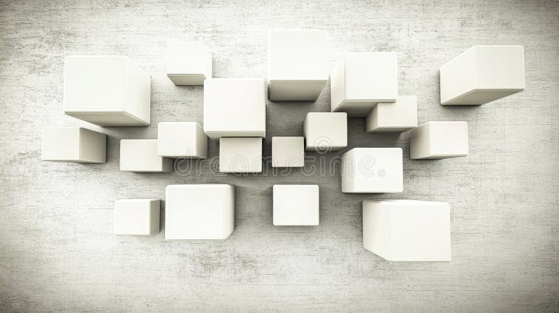 Abstract Arrangement of Floating Cubes in Varying Shades and Sizes ...