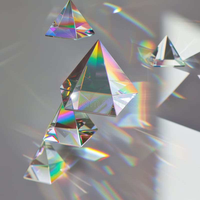 Abstract Arrangement of Floating Transparent Prisms Stock Illustration ...