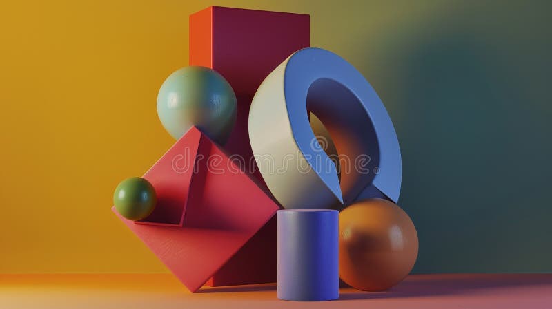 Abstract Arrangement of Geometric Shapes in Shadow 3d Rendering Image ...