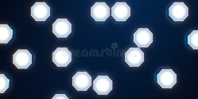 Abstract Arrangement of Glowing Octagons on a Dark Blue Background ...