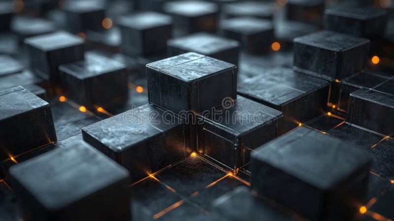 Abstract Arrangement of Illuminated Blocks on a Textured Surface ...