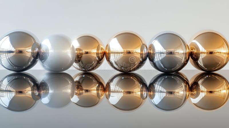 Abstract Arrangement of Metallic Spheres on a Reflective Surface ...