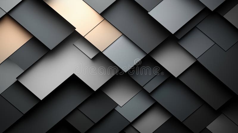 Abstract Arrangement of Overlapping Gray and Gold Rectangular Shapes ...
