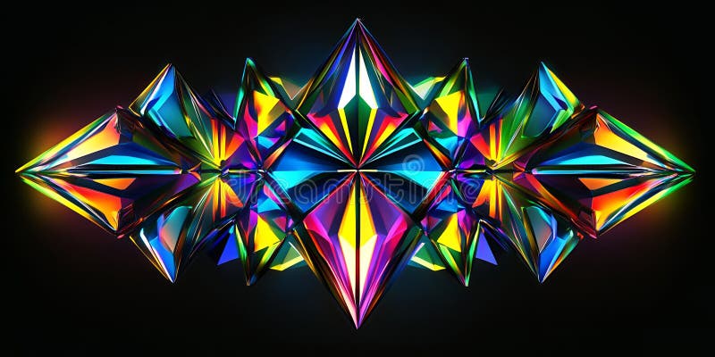 Abstract Arrangement of Sharp Crystalline Shapes with Rainbow ...