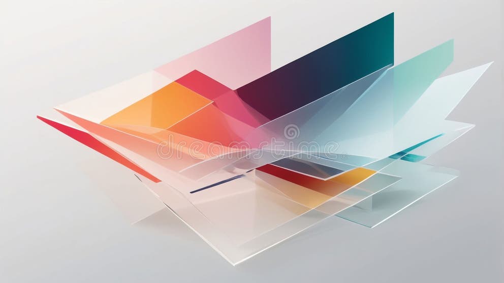 Abstract Arrangement of Translucent Planes in Gradient Colors Over a ...
