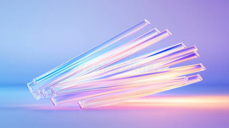 Abstract Arrangement of Transparent Glass Tubes with Neon Light ...