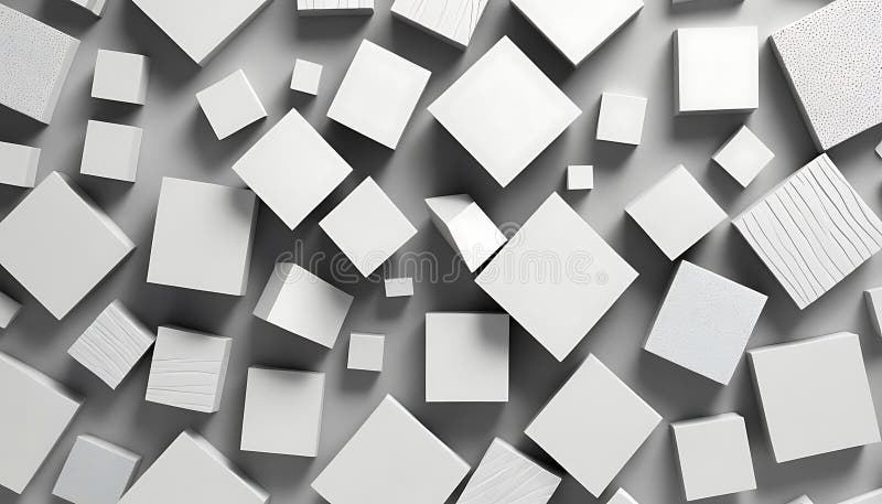 Abstract Arrangement of White Cubes on a Gray Background Texture Stock ...