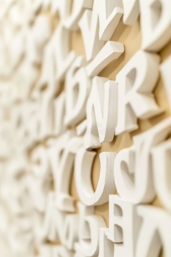Abstract Arrangement of White 3d Letters on a Wall Stock Illustration ...