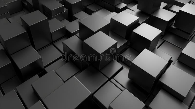 Abstract Array of Black Cubes in a Patterned Formation Stock ...