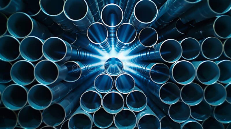 Abstract Array of Blue Pipes.AI Generated Image Stock Photo - Image of ...