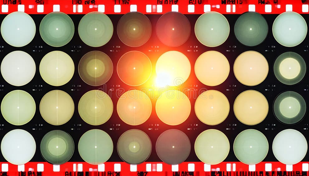 Abstract Array of Circular Forms with Red Film Border Stock ...