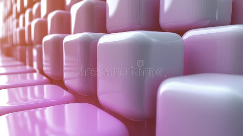 Abstract Array of Glossy Pink Rounded Cubes with Soft Lighting Stock ...