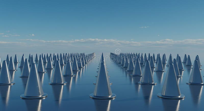 Abstract Array of Metallic Cones Stock Illustration - Illustration of ...