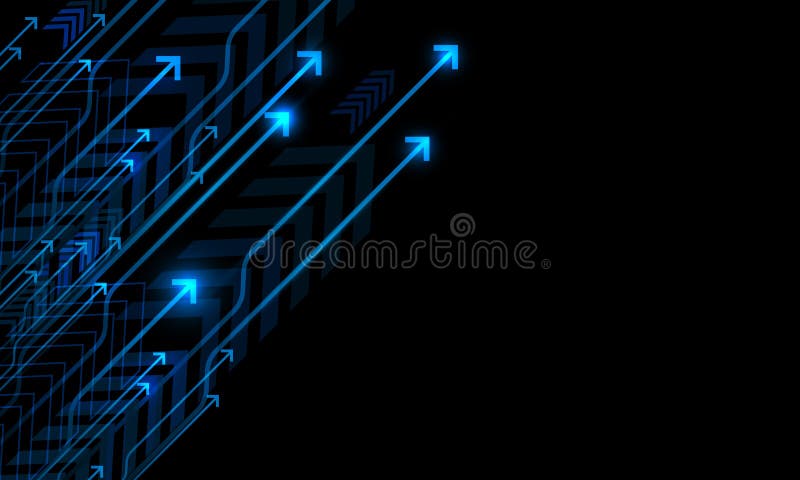 Abstract Arrow Flow Technology Direction Dynamic on Black with Blank ...