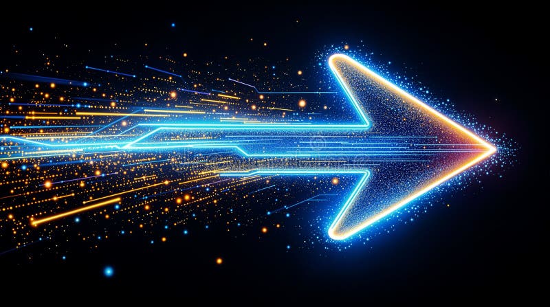 Abstract Arrow Speed Motion Light Effect with Blue on Dark Background ...