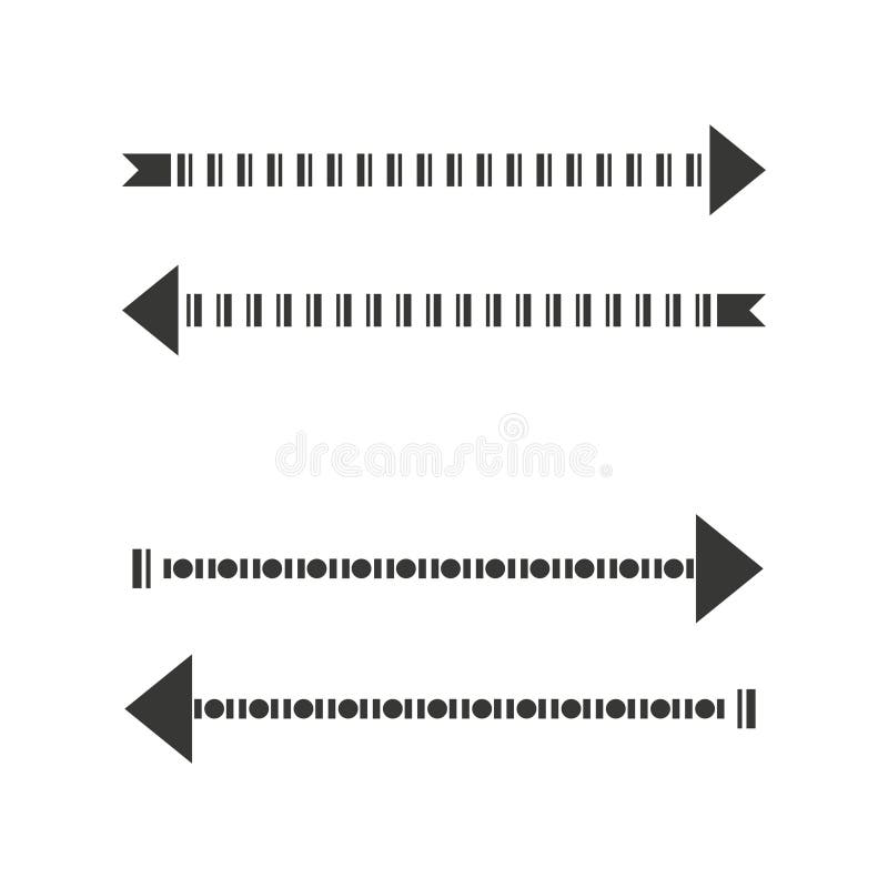 Abstract Arrows with Dashed Lines. Geometric Direction Symbols ...