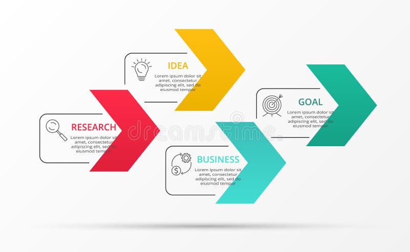 Abstract Arrows of Graph, Diagram with 4 Steps, Options, Parts or ...