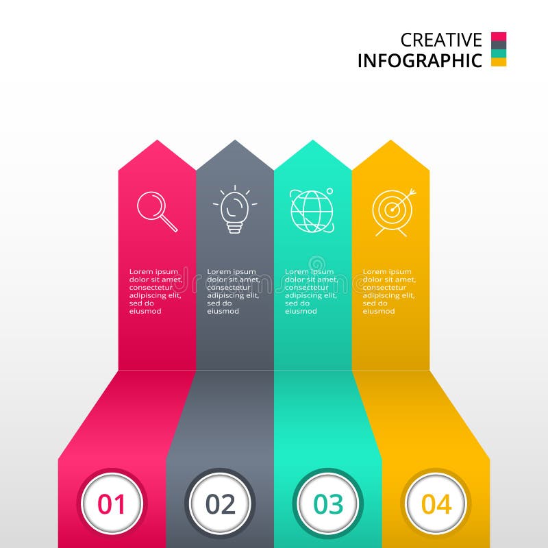 Abstract Arrows of Graph, Diagram with 4 Steps, Options, Parts or ...