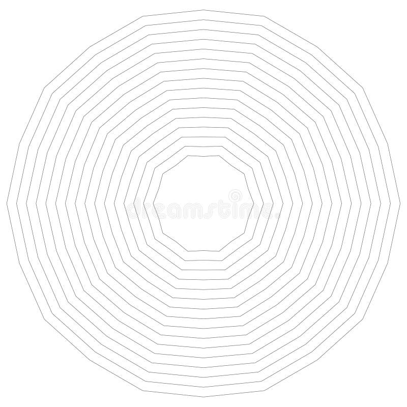 Geometric Circular Element with Concentric, Radial, Radiating Lines ...