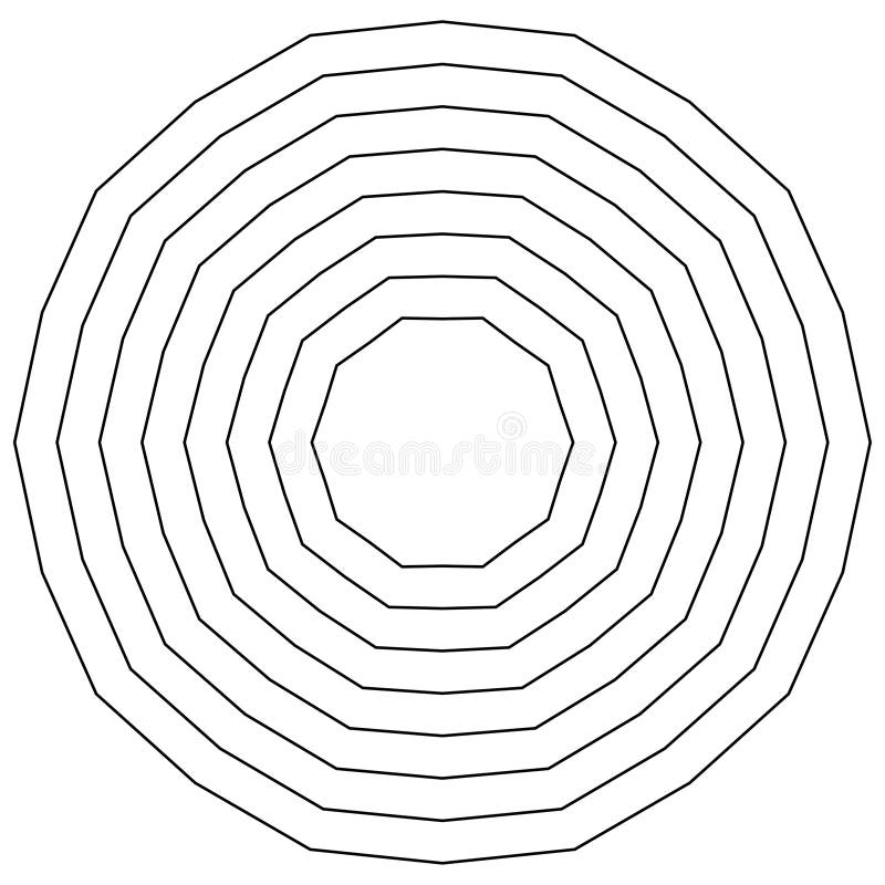 Geometric Circular Element with Concentric, Radial, Radiating Lines ...