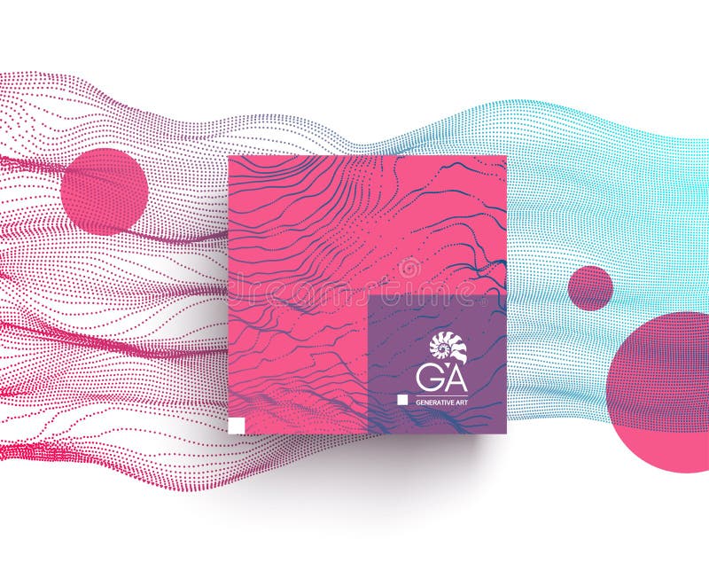 Abstract Art. Array with Dynamic Emitted Particles. Science or ...