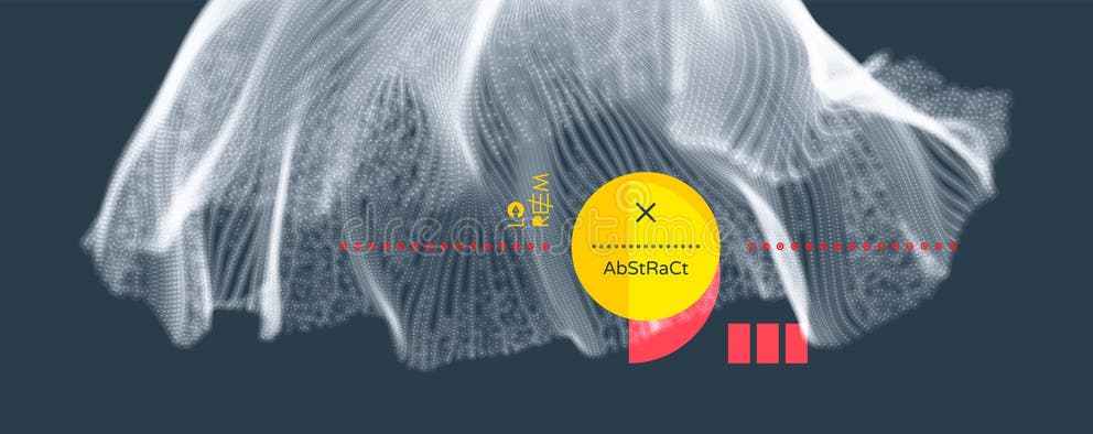 Abstract Art. Array with Dynamic Particles. 3D Technology Style ...