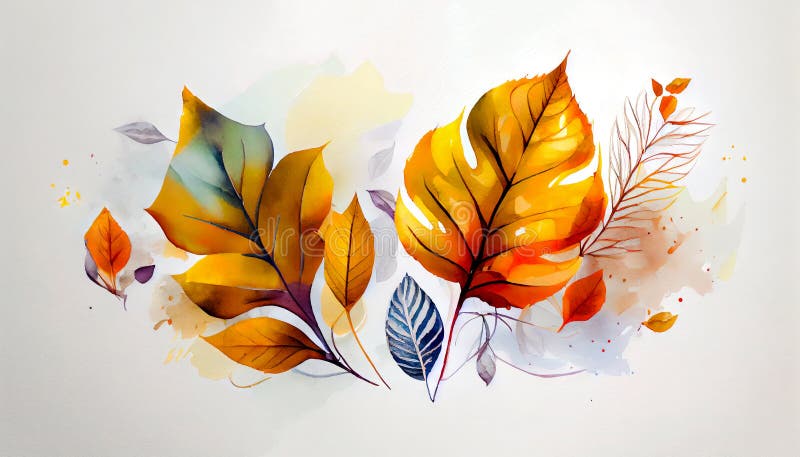 Abstract Art Autumn Background with Watercolor Maple. Generative AI ...