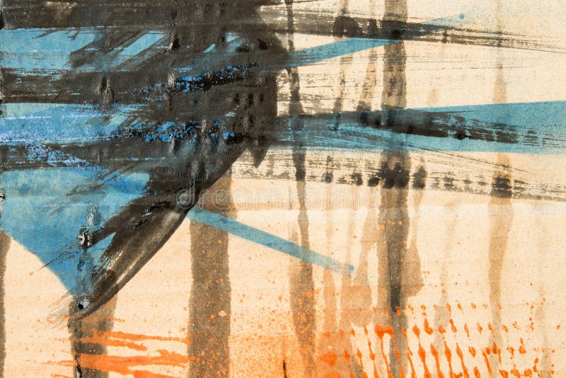 Abstract Painting with Collage Paper Texture Stock Illustration ...