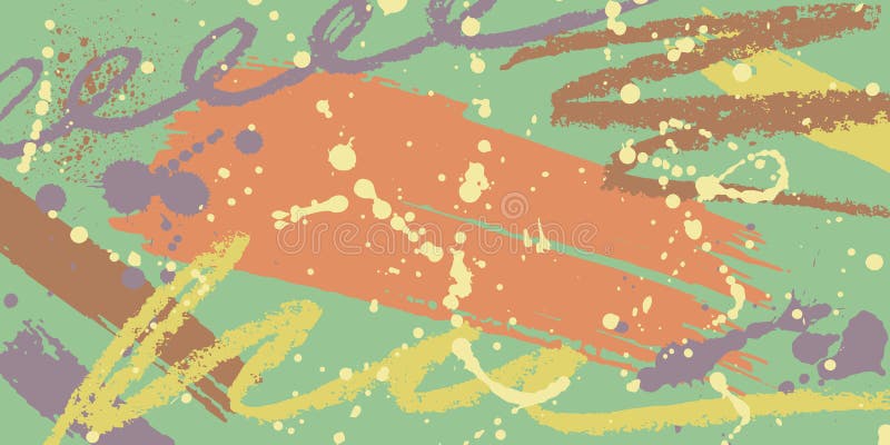 Abstract Art Background, Colorful Paint Brush Pattern, Doodle Elements of Brushstroke, Splash ...