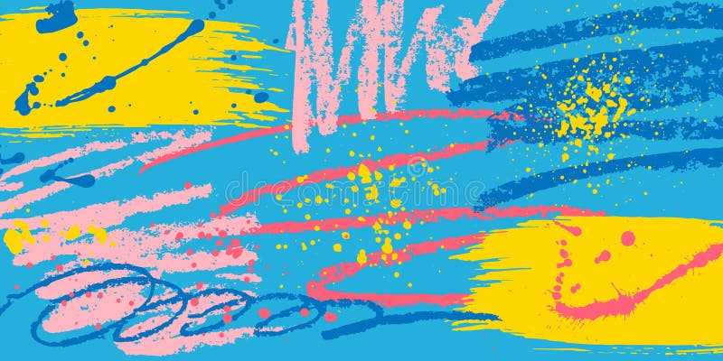 Abstract Art Background, Colorful Paint Brush Pattern, Doodle Elements ...