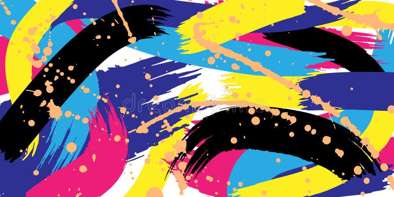 Abstract Art Background, Colorful Paint Brush Pattern, Doodle Elements ...