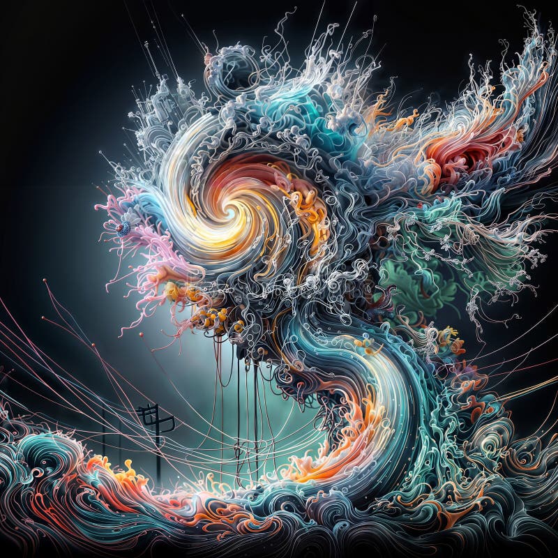 Abstract Art Background, Futuristic Dynamic Illustration, Computer ...