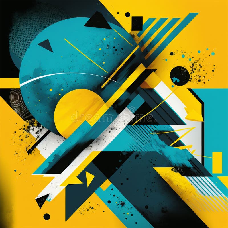 Background with Geometric Elements in Blue and Yellow Color Stock ...