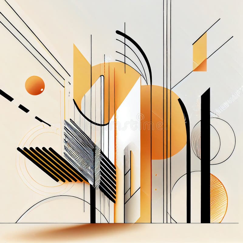 Abstract Art Background, Geometric Elements, Thin Straight Outlines ...