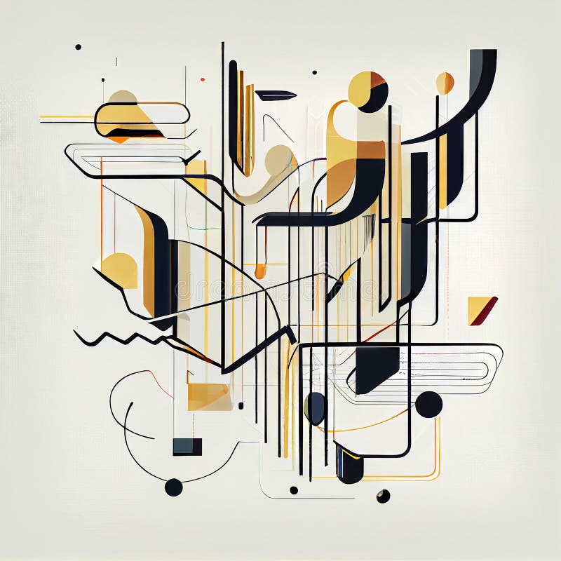 Abstract Art Background, Geometric Elements, Thin Straight Outlines ...