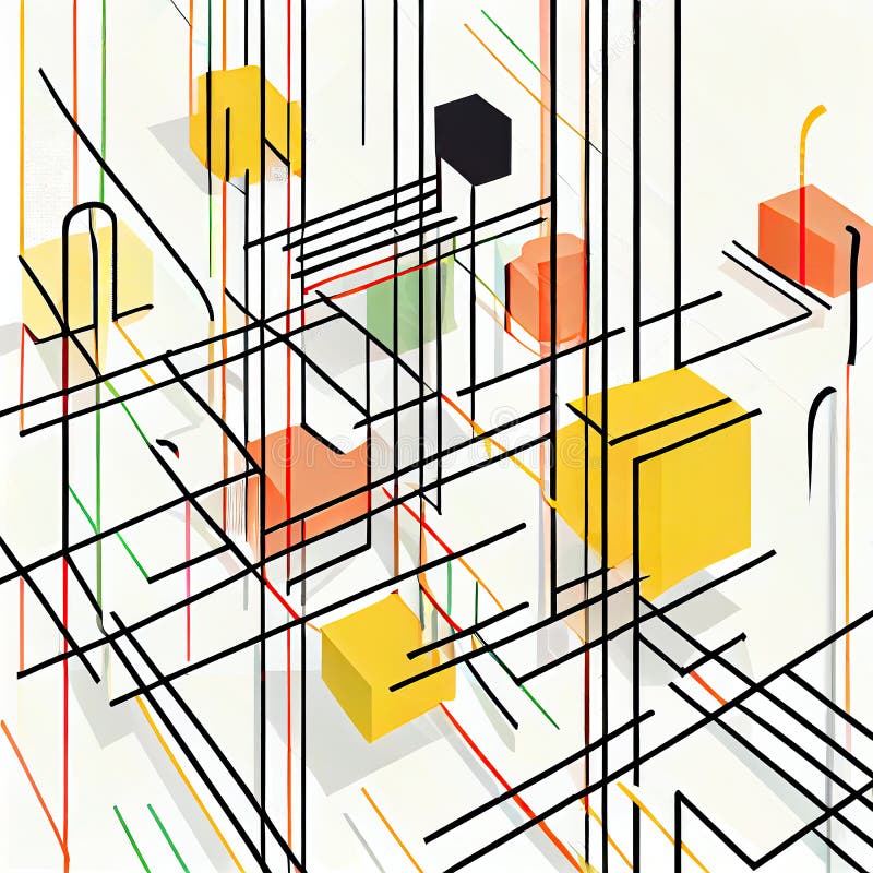 Abstract Art Background, Geometric Elements, Thin Straight Outlines ...