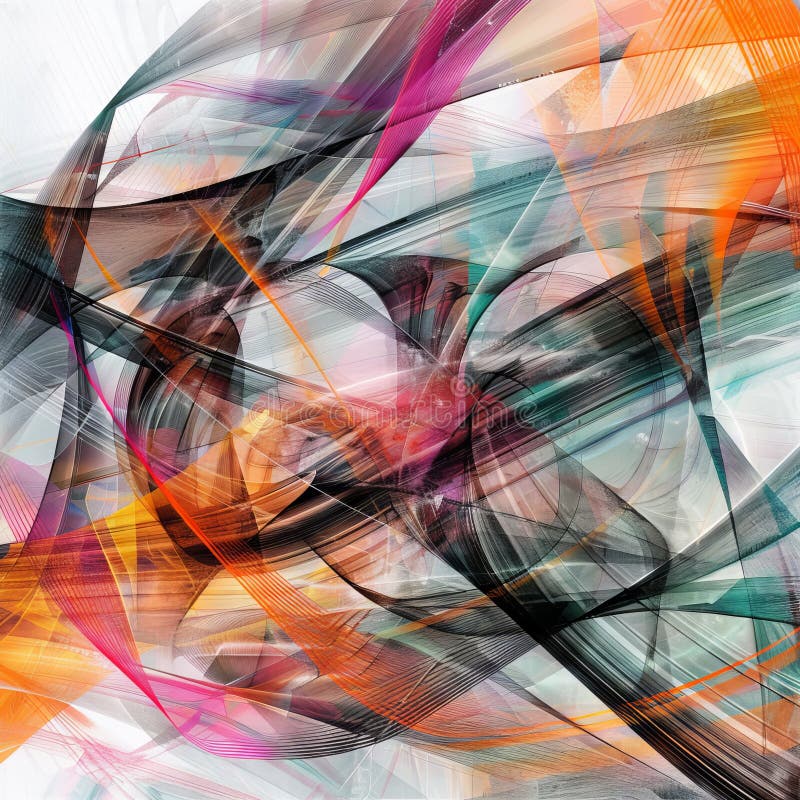 Abstract Art Background, Geometric Elements, Thin Straight Outlines ...