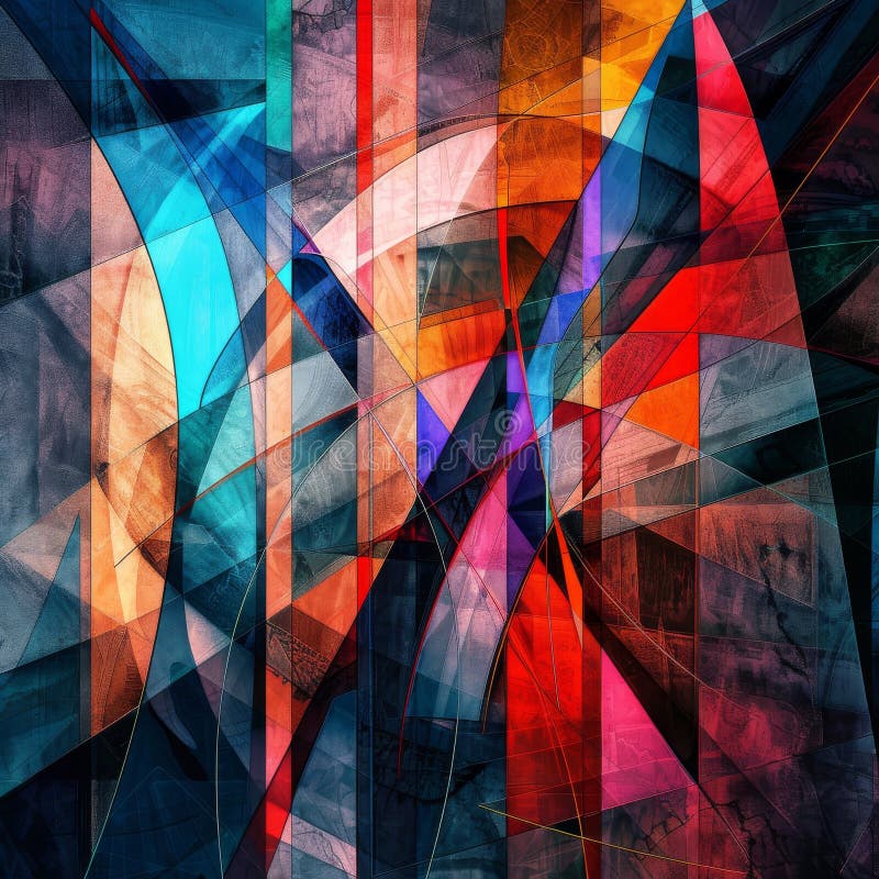 Abstract Art Background, Geometric Elements, Thin Straight Outlines ...