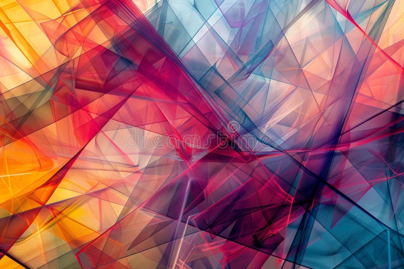 Abstract Art Background, Geometric Elements, Thin Straight Outlines ...