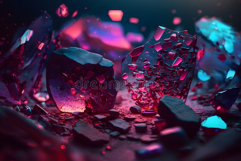 Abstract Art Background with Part of Surreal Ruby Gemstone Crystal with ...