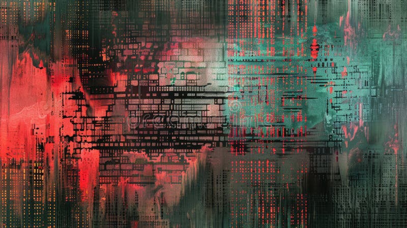 Abstract Art of Binary Code and Digital Waves in Blue and Pink Colors ...