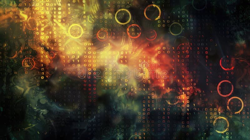 Abstract Art of Binary Code and Digital Waves in Blue and Pink Colors ...